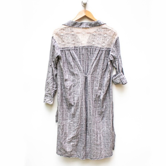 Modcloth | Tops | Ryu Gray Lace Back Button Down High Low Tunic | Poshmark